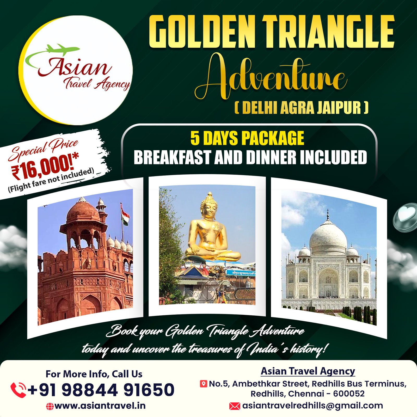 Golden Triangle Tour Package from Chennai